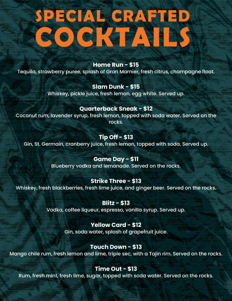 MENU – Time Out Restaurant and Sports Bar